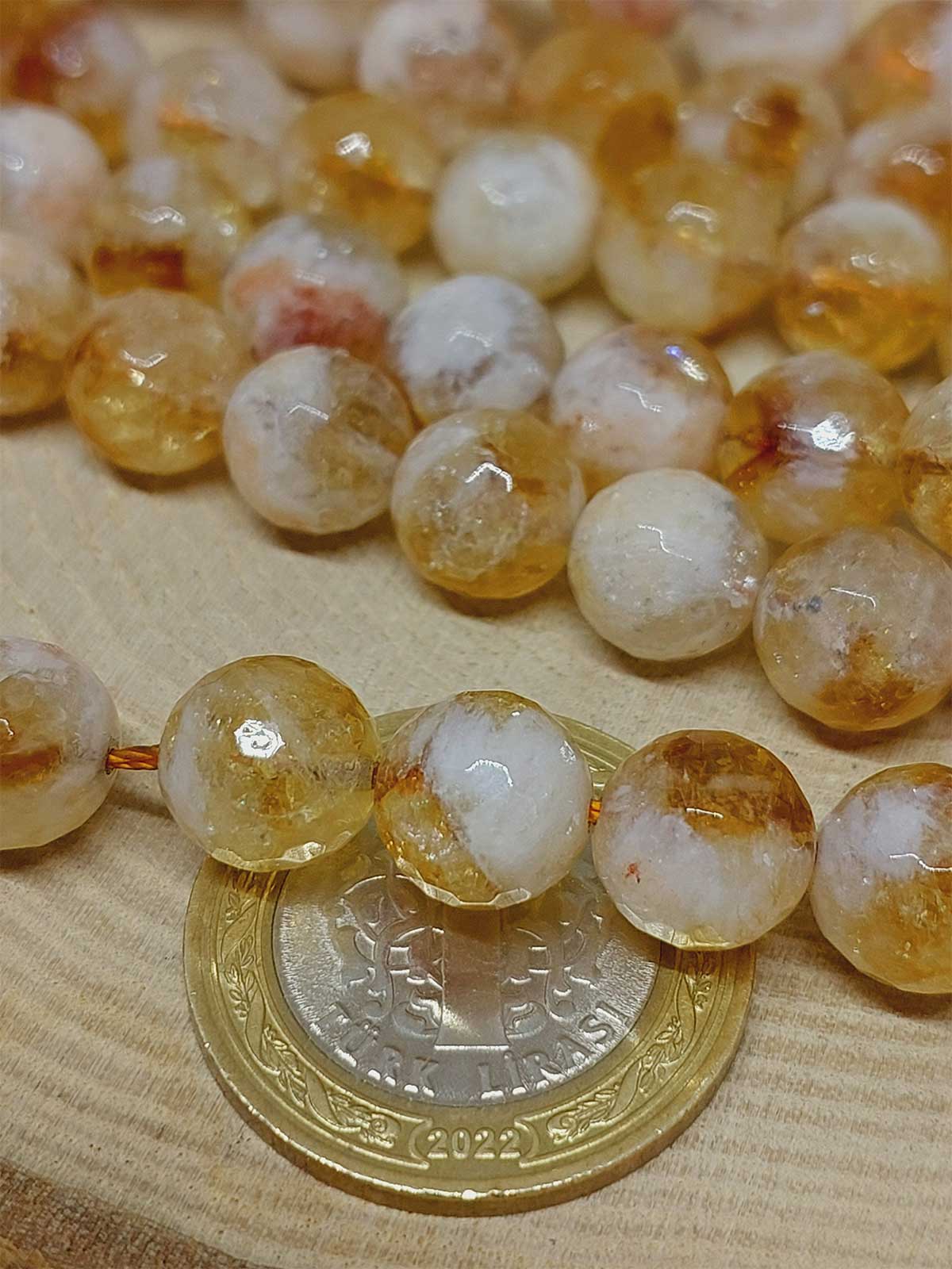 Sitrin Taşı Açık & Koyu Karışık Renk Faset Kesim Dizi 10mm (35-36cm ...